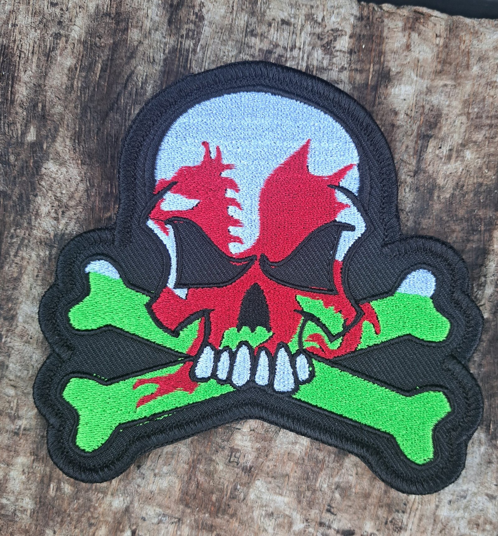 Welsh Skull Flag Motorbike Patch – Embroidered Biker Badge | RatRyder ...